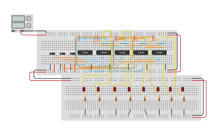 Circuit design 3:8 decoder - Tinkercad
