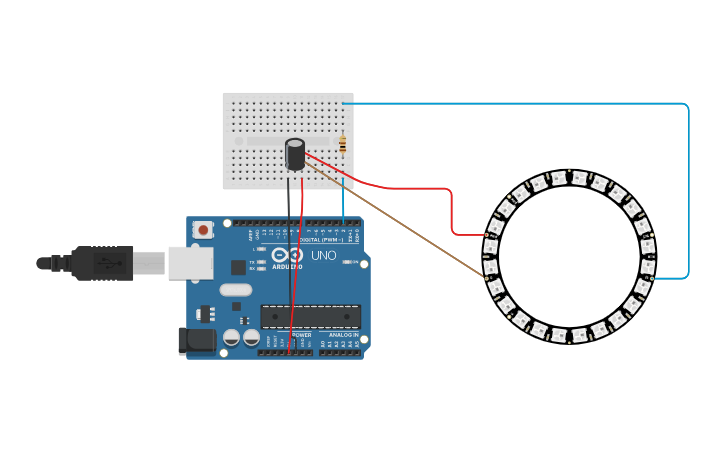 Circuit design Rainbow neopixel ring 24 leds rgb - Tinkercad
