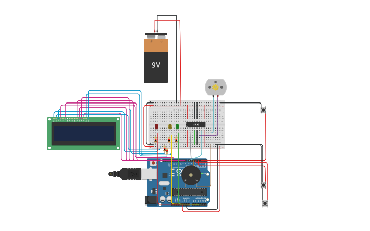 Circuit design Automatic Water Level Controlling System - Tinkercad