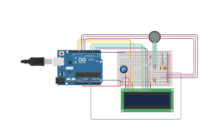 Circuit Design Copy Of Force Sensor Lcd Led Tinkercad
