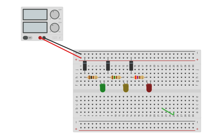 Circuit design 12v battery level indicator | Tinkercad