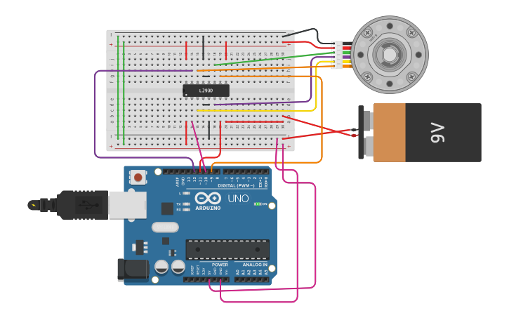 Circuit design MOTOR PASO A PASO - Tinkercad