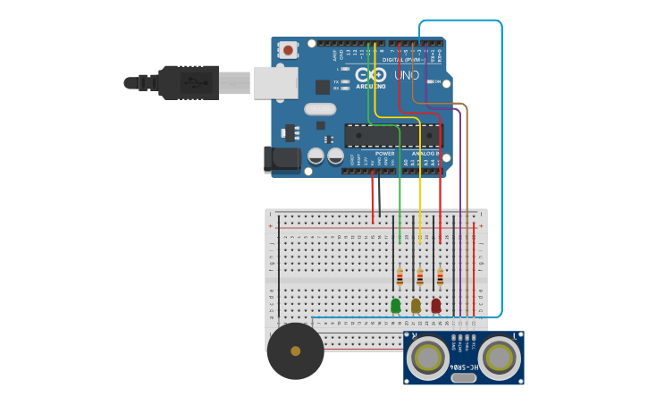 Circuit Design Sensor De Proximidade Tinkercad
