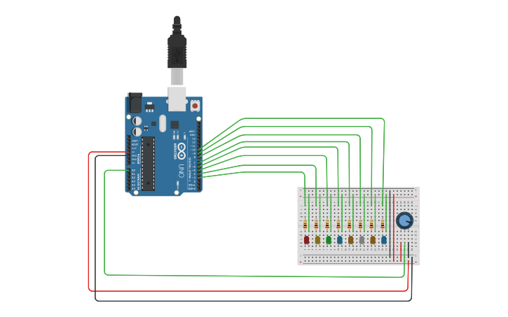 Circuit design Led Chaser - Tinkercad