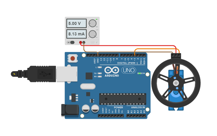 Circuit Design Servo Motor Continuo Tinkercad