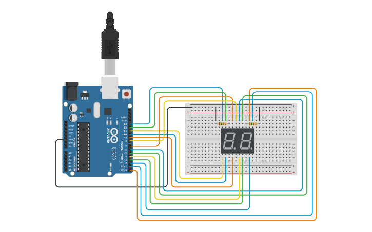 Circuit design Contador 60 - Tinkercad