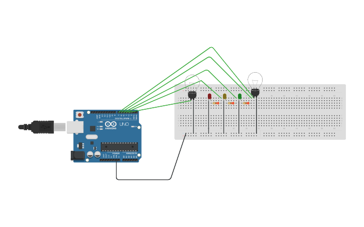 Circuit design 燈泡+LED燈實驗 - Tinkercad