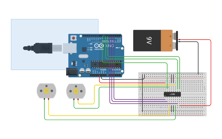 Circuit design Due Motori - Tinkercad