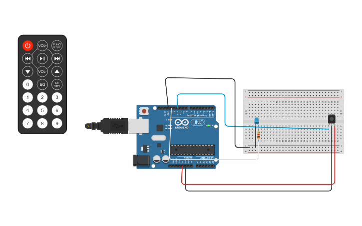 Circuit design IR remote sensor - Tinkercad