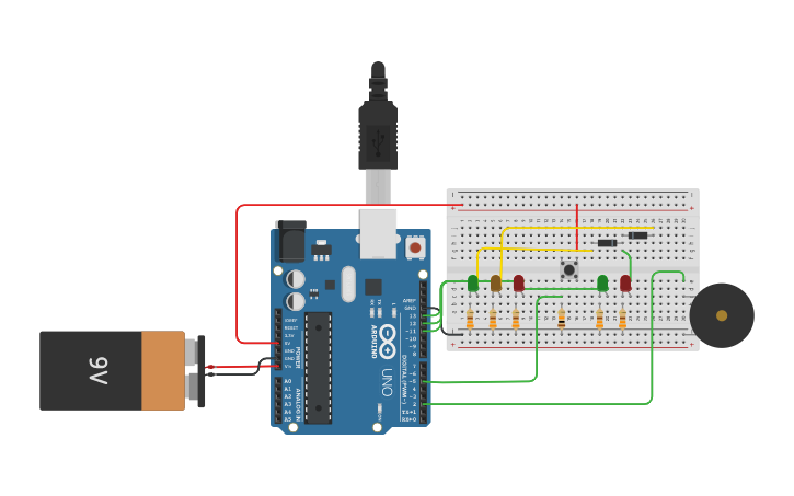 Circuit design Semaforo - Tinkercad
