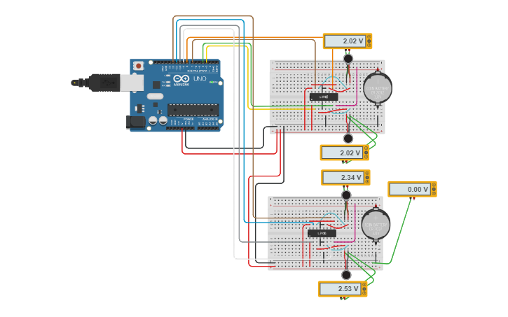 Circuit design EU2 - Mesa Vibratoria - Arduino - Tinkercad