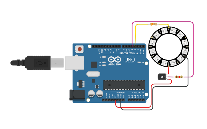 Circuit design 12 LED NeoPixel control with Serial Input | Tinkercad Circuit design 12 LED NeoPixel control with Serial Input | Tinkercad