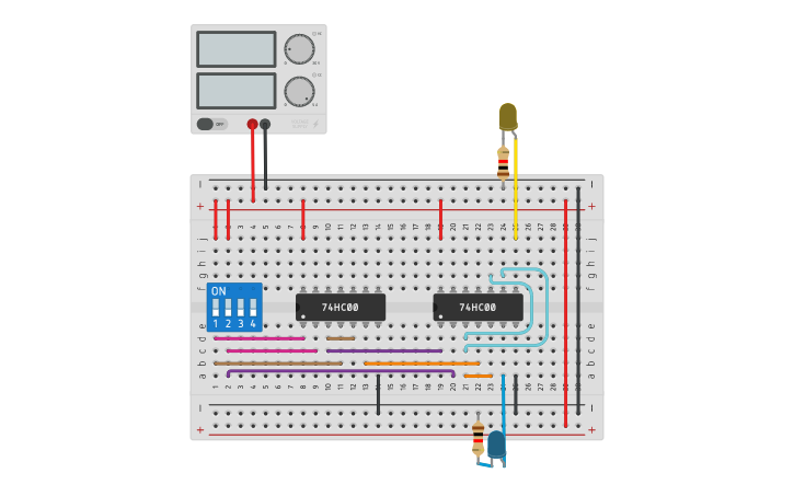 Circuit design Half Subtractor using NAND Gates only | Tinkercad