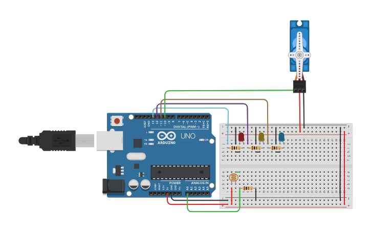 Circuit design Hatch Status Indicator and Controller - Tinkercad