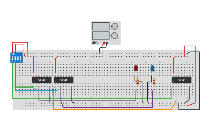 Circuit design Half Subtractor - Tinkercad