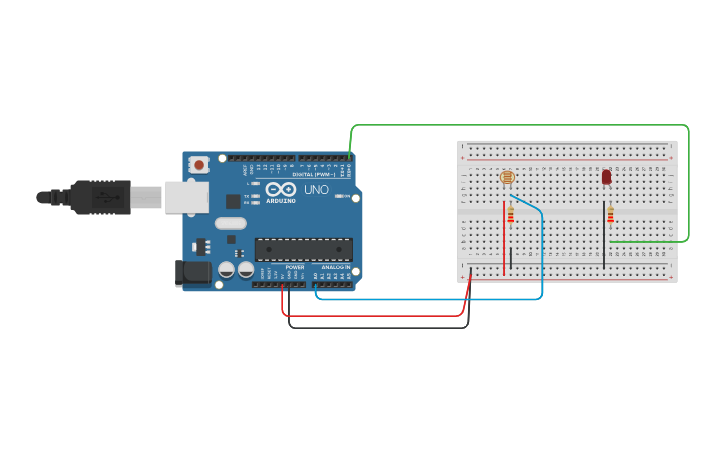 Circuit design sensor LDR - Tinkercad
