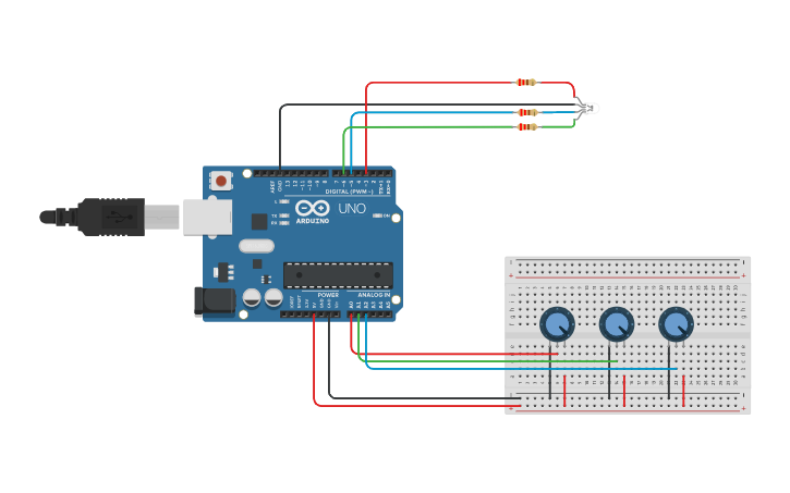 Circuit design 模拟调光系统 - Tinkercad