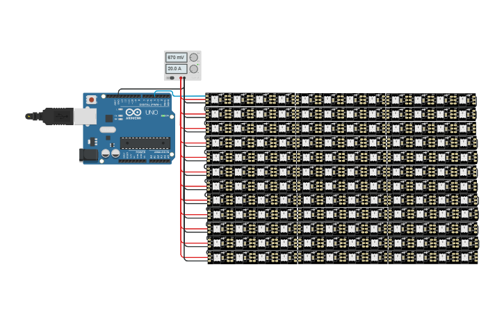 Circuit design 144 leds - Tinkercad