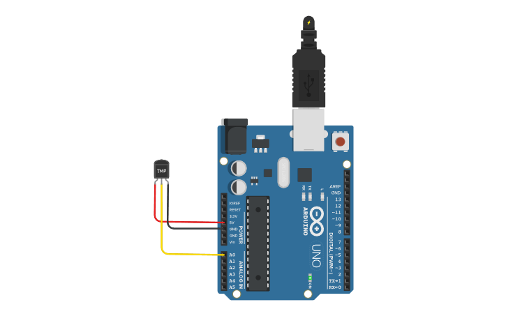 Circuit design PRACTICA 2_SENSOR DE TEMPERATURA - Tinkercad Circuit design PRACTICA 2_SENSOR DE TEMPERATURA - Tinkercad