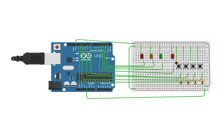 Circuit design Traffic signal - Tinkercad