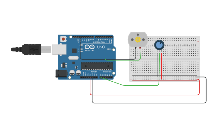 Circuit design motore a corrente continua - Tinkercad