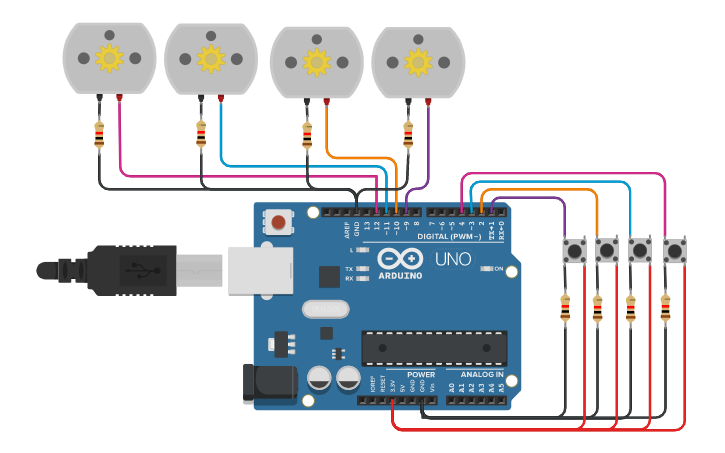 Circuit design Motores - Tinkercad