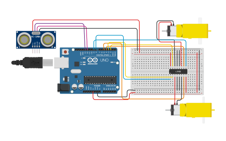 Circuit design Obstacle Avoiding Robot - Tinkercad