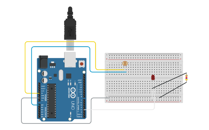 Circuit design Smart street light - Tinkercad