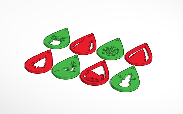 3D design Xmas Earring Pack - Tinkercad