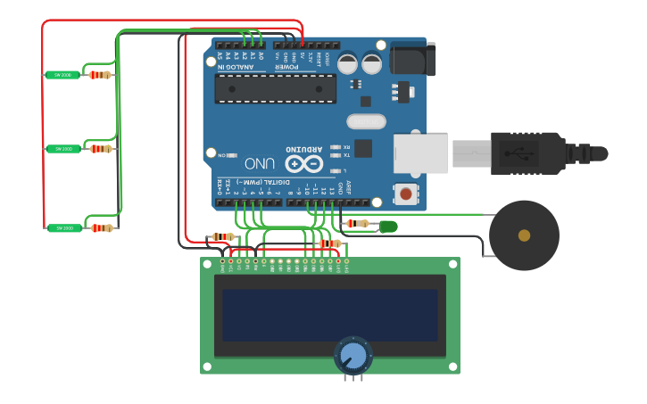 Circuit design Earthquake Detector Alarm - Tinkercad