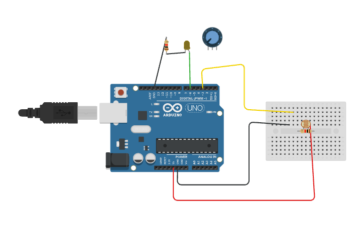 Circuit design DEEKSHA Automatic Electric Street LIght - Tinkercad