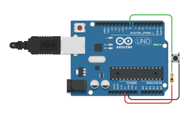 Circuit design Aula_3.2_lendo um botão Pull up | Tinkercad