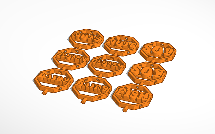 3D design Food Label Set - Tinkercad