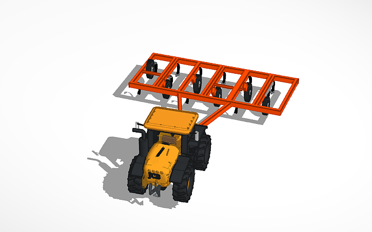 3D design JCB Fastrac 4220 with cultivator - Tinkercad