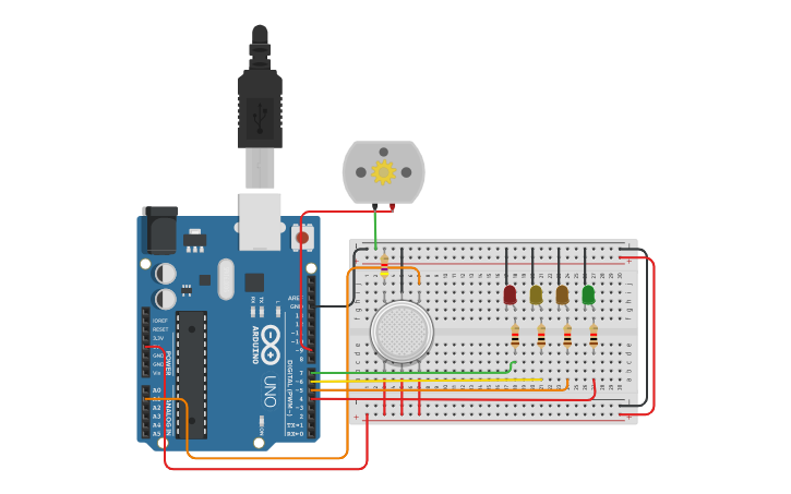 Circuit design Sensor de Gas - Tinkercad Circuit design Sensor de Gas - Tinkercad