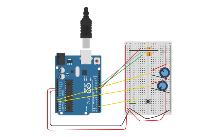 Circuit design if statements and for loops - Tinkercad