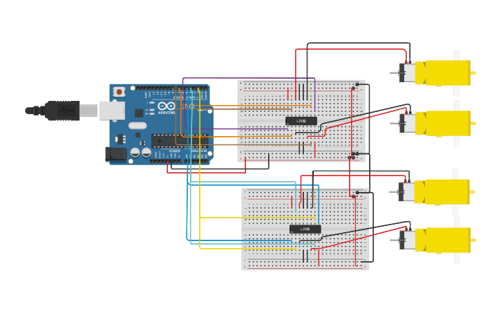 Circuit design Lesson 11 L298N Motor Driver - Tinkercad