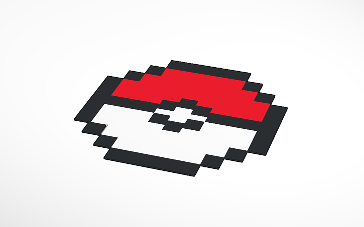 3D design Pixelated Pokeball | Tinkercad