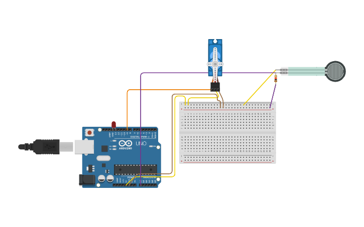Circuit Design Ultrasonic Sensor And Servo Motor Tinkercad