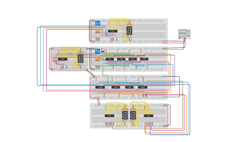Circuit design Mạch cộng trừ 4 bit - Tinkercad