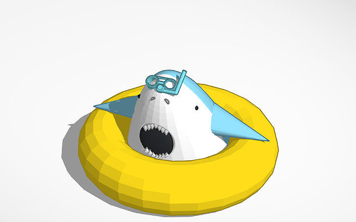 3D design Shark in Pool Tube - Tinkercad