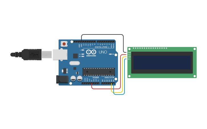 Circuit design Rangkaian LCD I2C Information Text - Tinkercad