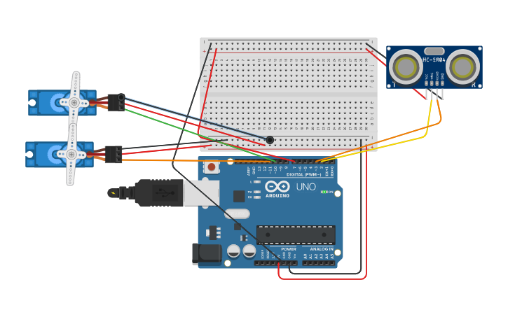 Circuit design level crossing with barriers - Tinkercad