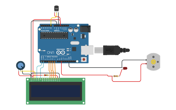 Circuit design Sensore di temperatura - Tinkercad