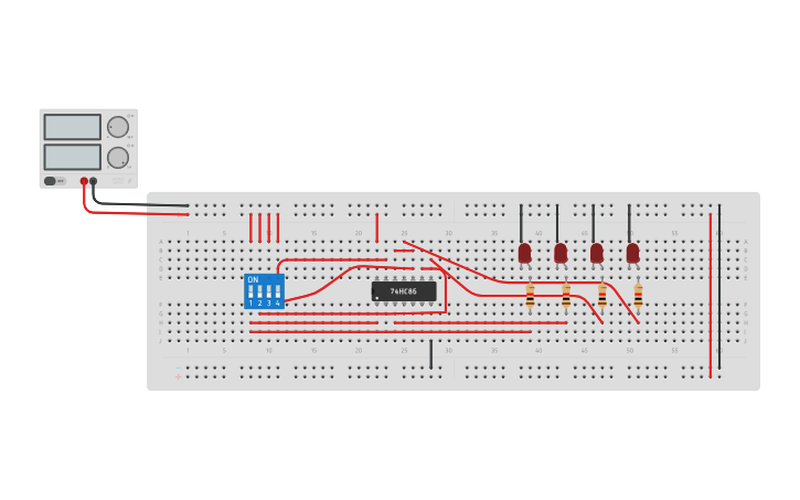 Circuit design Binary Code To Gray Code - Tinkercad