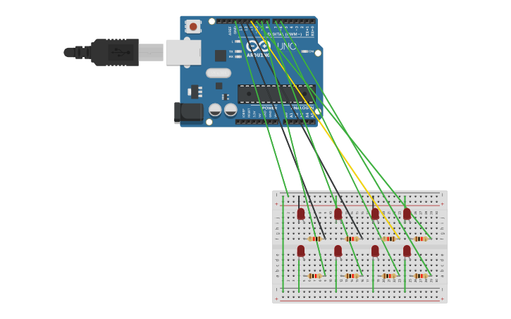 Circuit design Blinking 8LED-MS2121임채현 - Tinkercad
