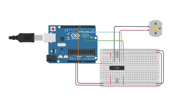 Circuit design Control de motor de Corriente Continua (DC) con Arduino. | Tinkercad