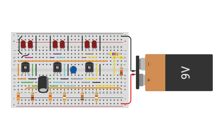 Circuit design Super LED Chaser Project - Tinkercad