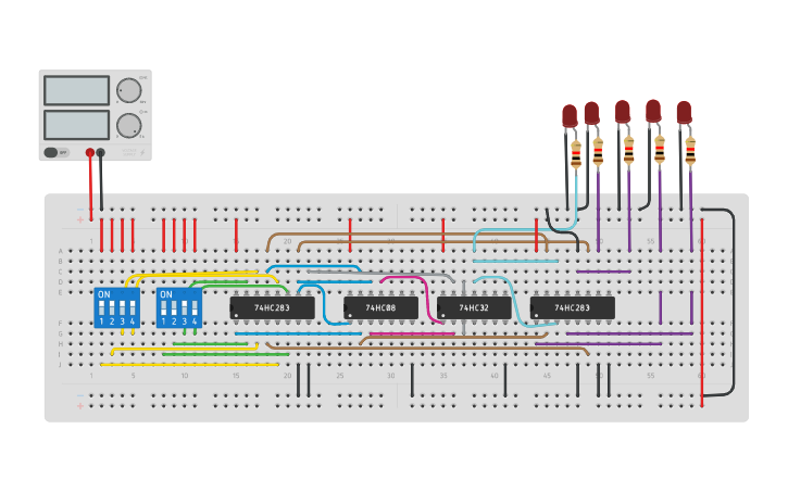 Circuit design BCD ADDER - Tinkercad