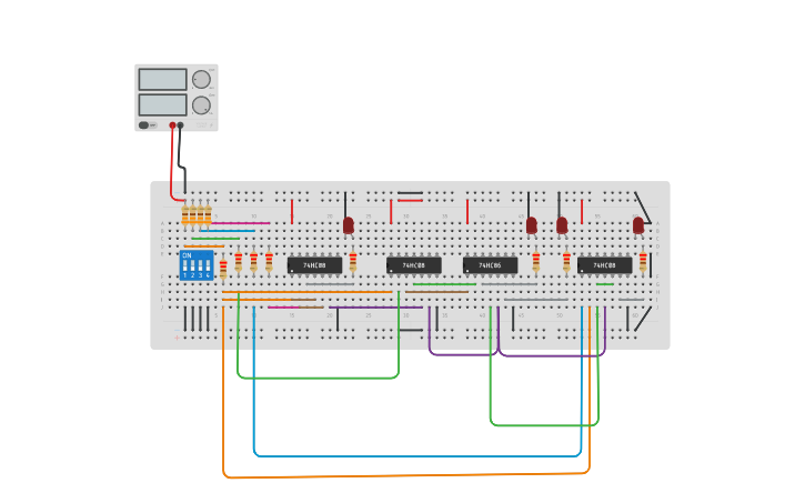 Circuit design MULTIPLICADOR DE DOS BITS JMA 1104 - Tinkercad